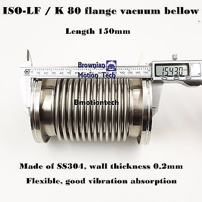 ISO LF80 ISO-K 80 (NW80) Flange, 5.9" / 150mm Vacuum flexible bellow SS304