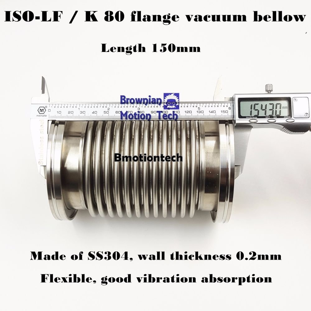 ISO LF80 ISO-K 80 (NW80) Flange, 5.9" / 150mm Vacuum flexible bellow SS304