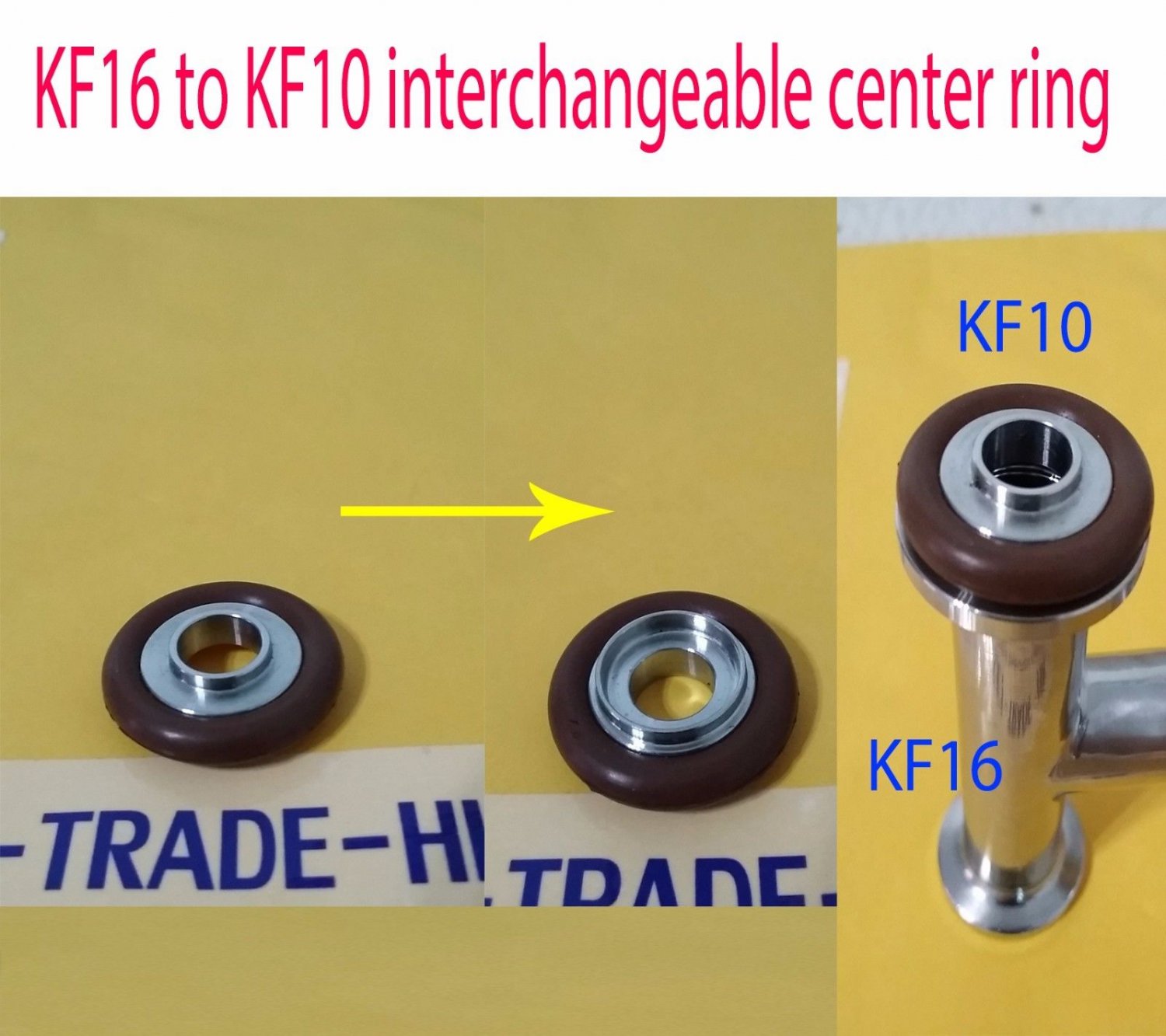 Lot of 2pcs KF16 to KF10 adaptive Aluminum entering Ring w/ Buna-N- O-ring