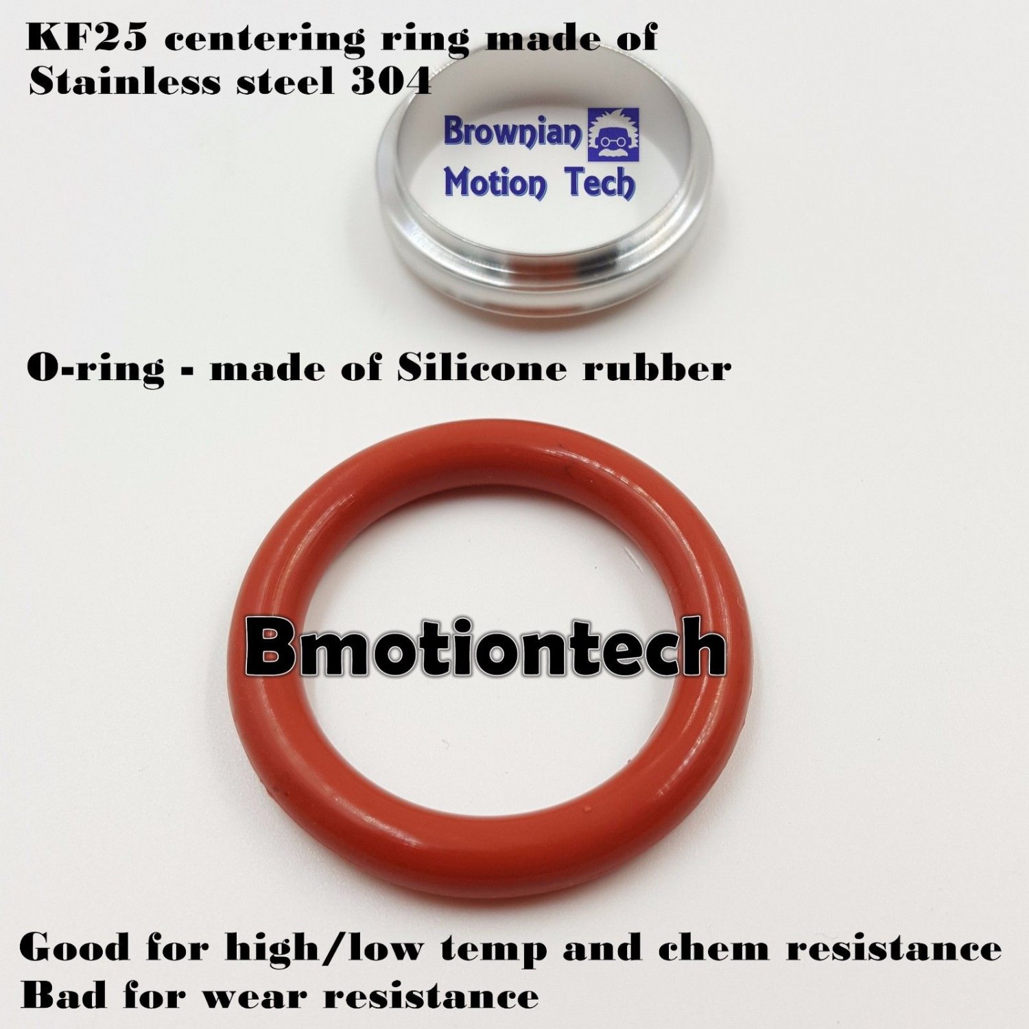 KF-25 NW-25 vacuum center Ring made of SS304, O-ring = Silicone (lot of ...