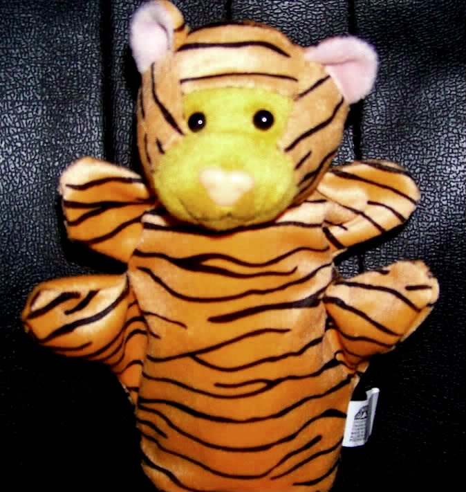 SOFT ZOO ANIMAL PUPPET TIGER NEW Velour Kids Play Theater Hand Toy