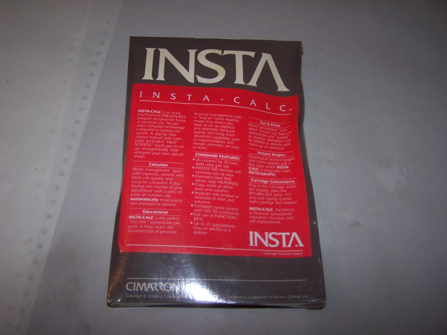 insta calc commodore 64 128 personal spreadsheet NIB chimarron