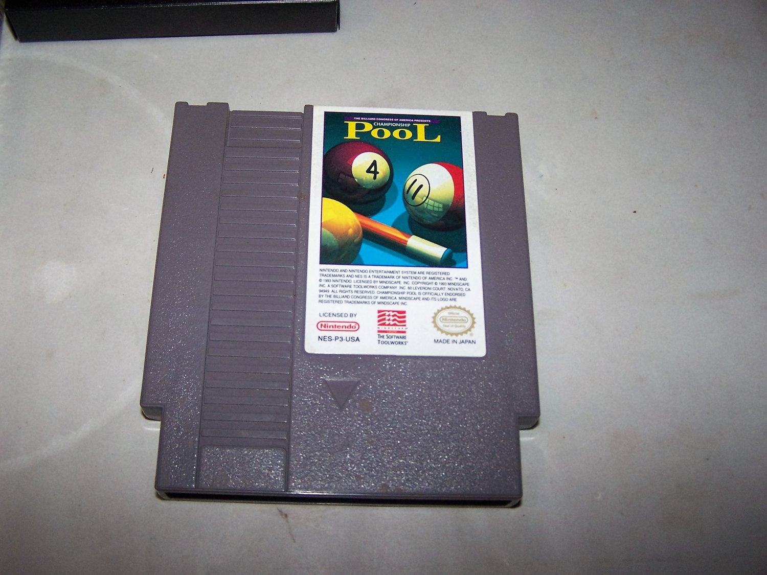 championship pool nes game 1993 mindscape with box