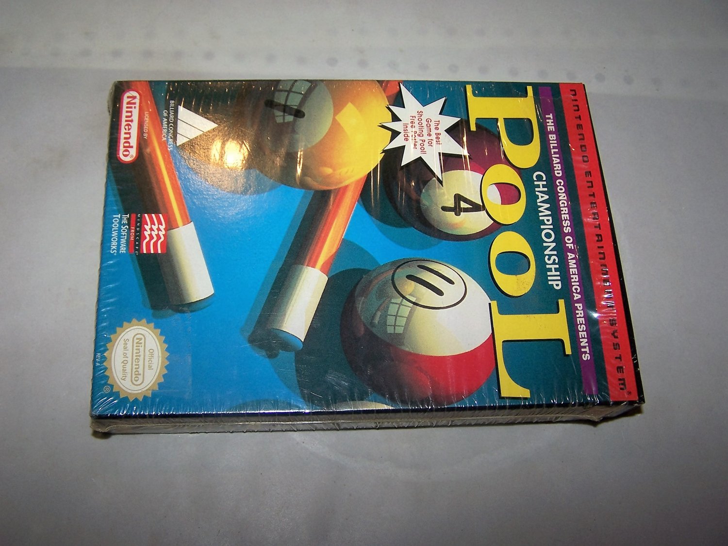 championship pool nes game 1993 mindscape with box