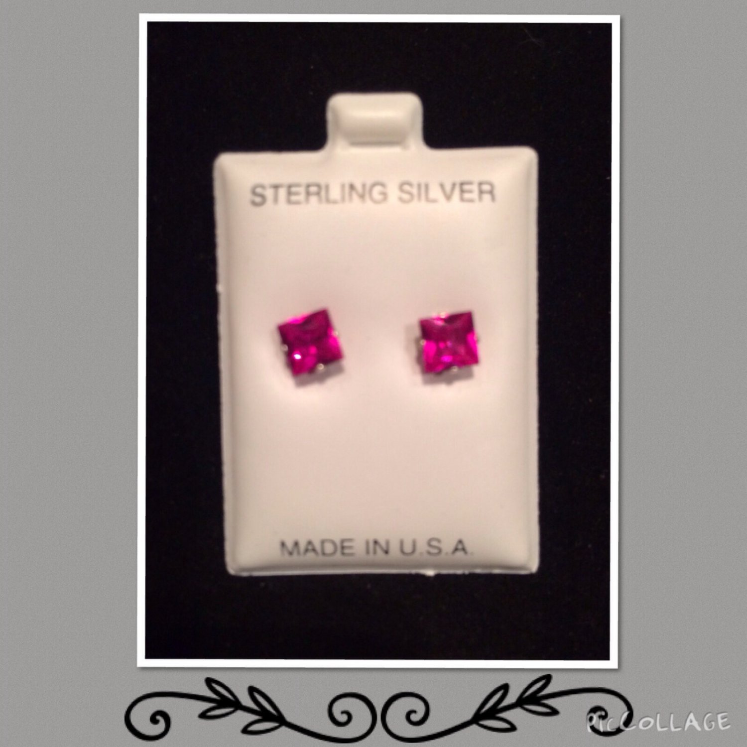 "Ruby Hot pink CZ" Silver stud