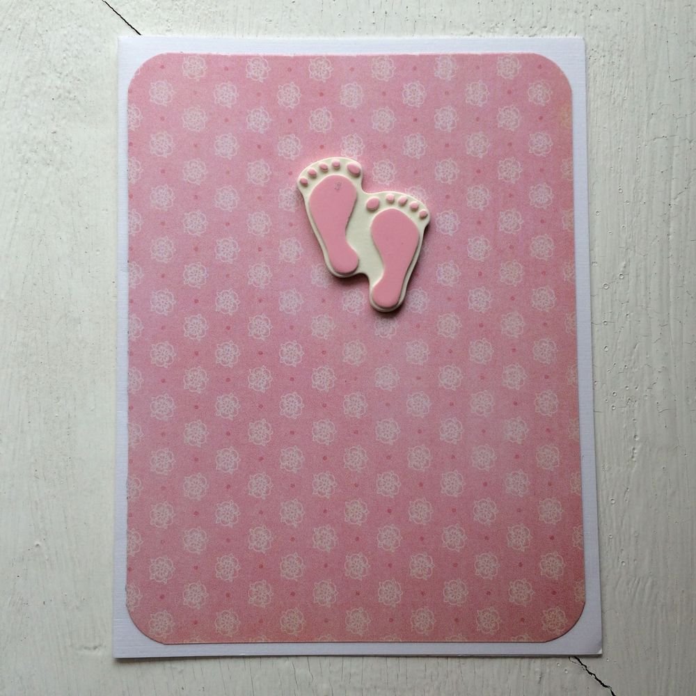Handmade "Baby Feet" (Pink) Card with Envelope
