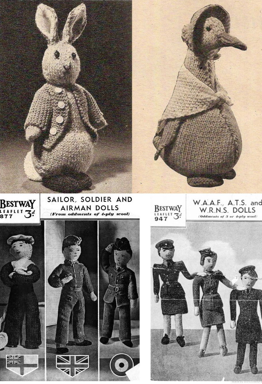 4 x Vintage Knitting Patterns on CD – Peter Rabbit, Jemima Duck, WW2 ...