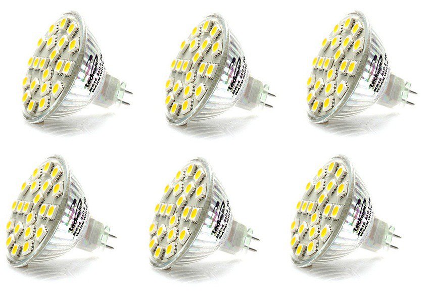 6 Pack AC DC 12V-24V 5.25W 21x 5050 Cluster LED Light Bulb Warm White ...