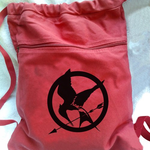 Hunger Games Backpack Red Canvas Drawstring