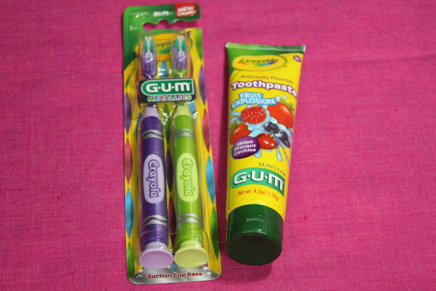 GUM Children's Crayon Toothbrushes and Toothpaste