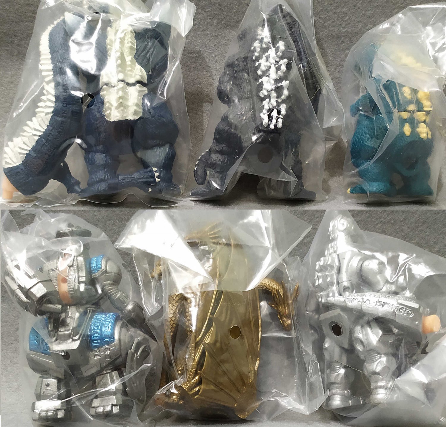 Godzilla HG Series Complete Set of 6 Gashapon EX Figures Bandai