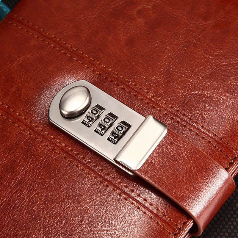 Combination Lock Journal Leather Cover Binder Blank Diary Writing ...