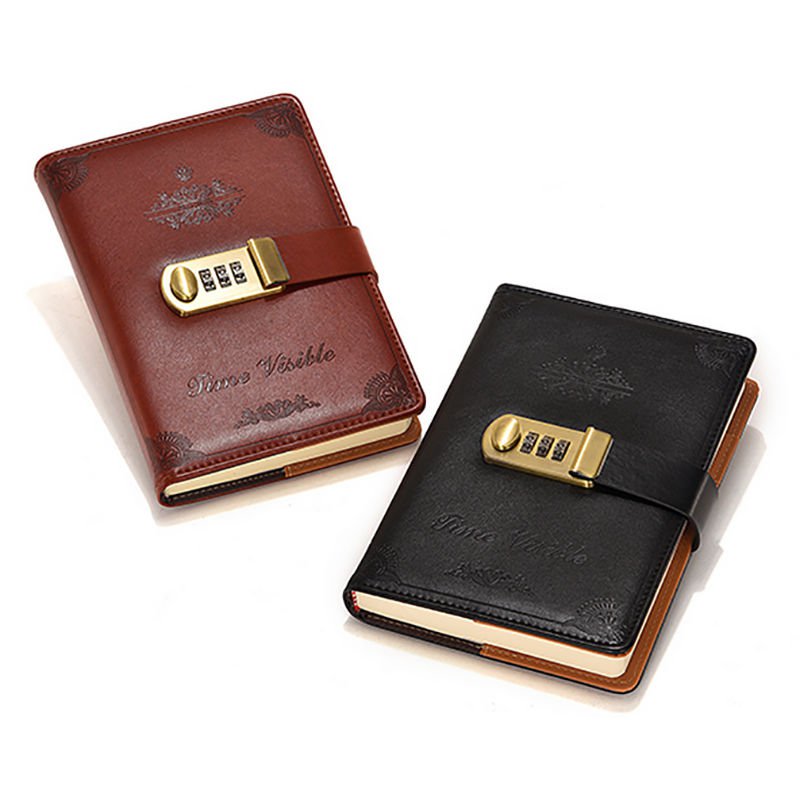 Vintage Embossed Leather Writing Journal with Combination Lock Ruled ...