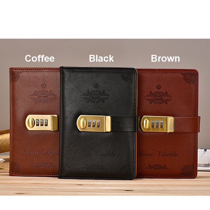 Vintage Embossed Leather Writing Journal with Combination Lock Ruled ...