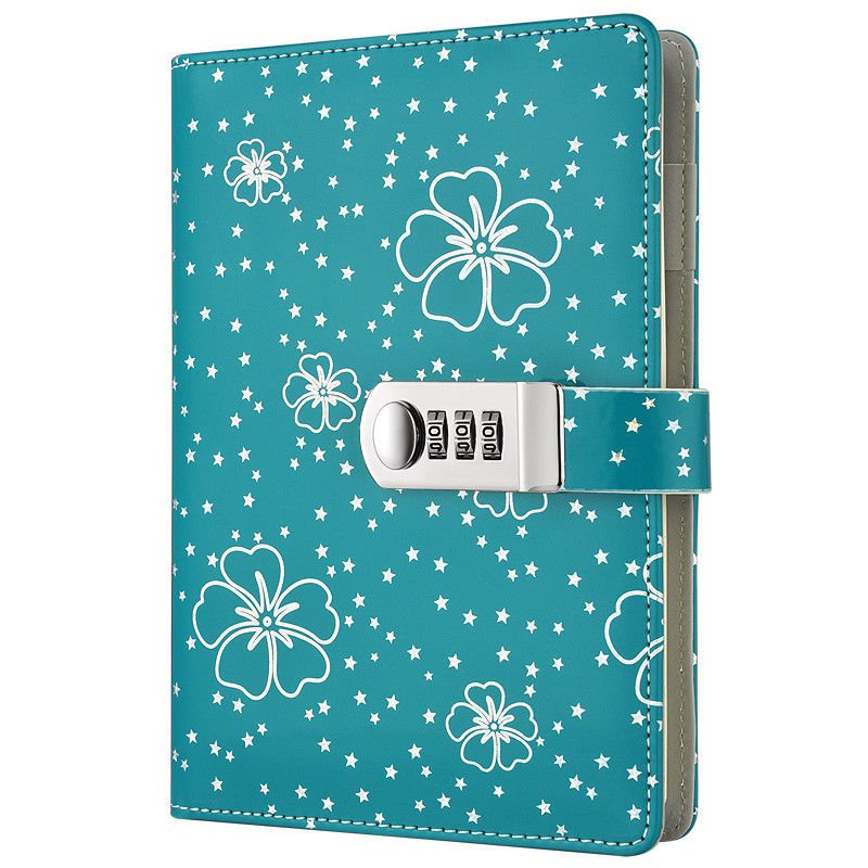 Green Faux Leather Secret Diary Book, Floral Journal with Combination ...