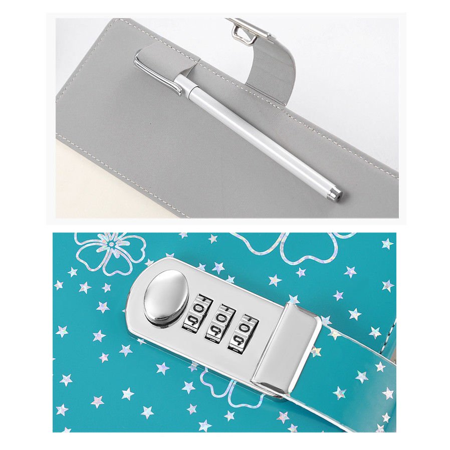 Green Faux Leather Secret Diary Book, Floral Journal with Combination ...