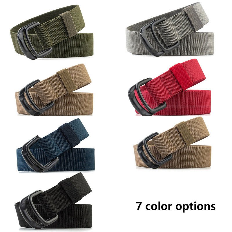 Heavy Duty Double D Ring Belt Men's Tactical No Hole Webbing for Every ...