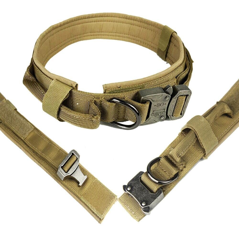 Heavy Duty Tactical Dog Collar with Quick Release Buckle, Hoop & Loop ...