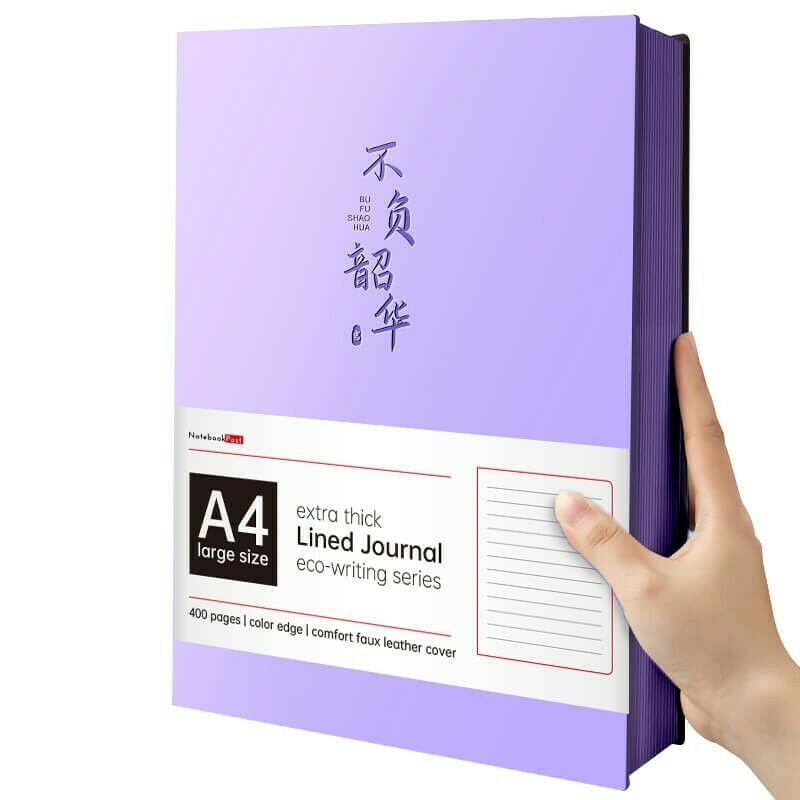 Big A4 Size Leather Notebook Extra Thick Color Edge Lined Paper Eco ...