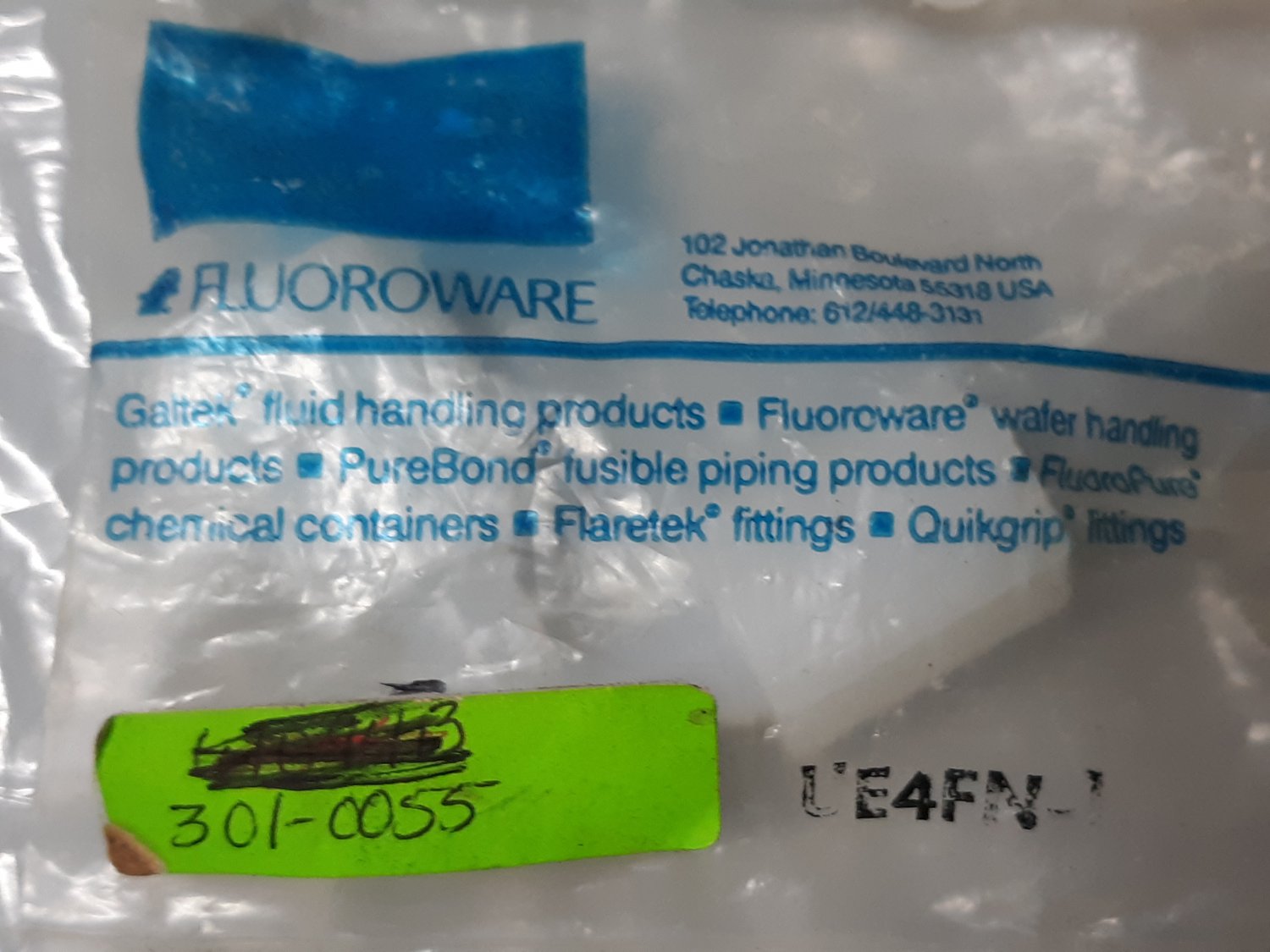 Entegris (Fluoroware) UE4FN-1 Flaretek Elbow Union