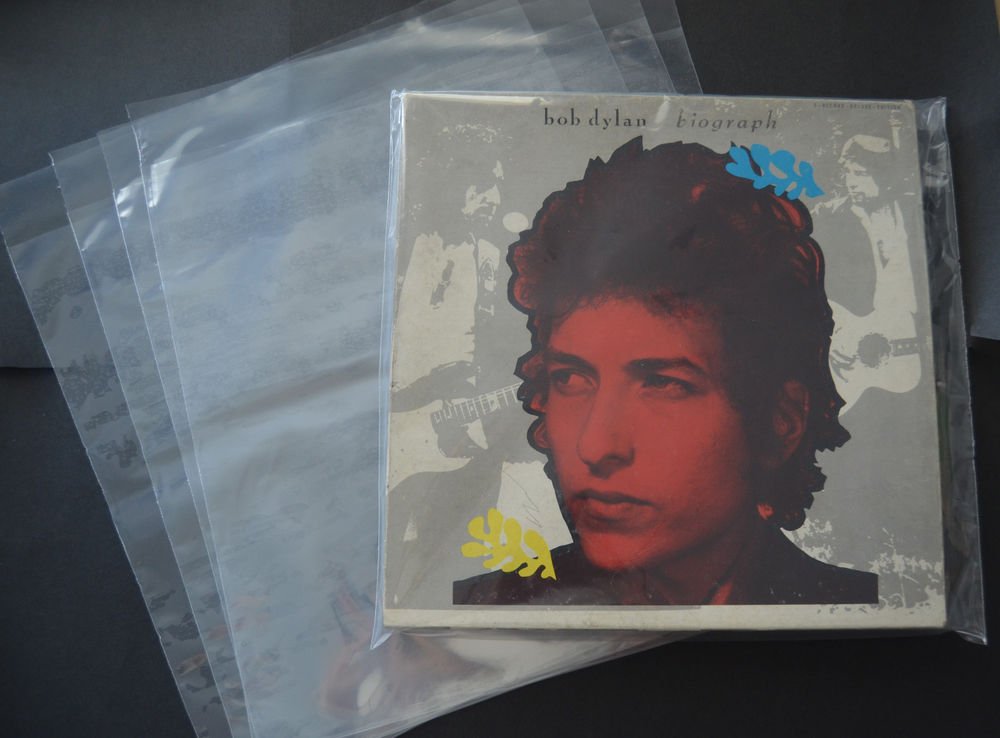 100 New 14x14 Box Set Plastic Album Covers w/ Fold Over Flap Jumbo Poly ...