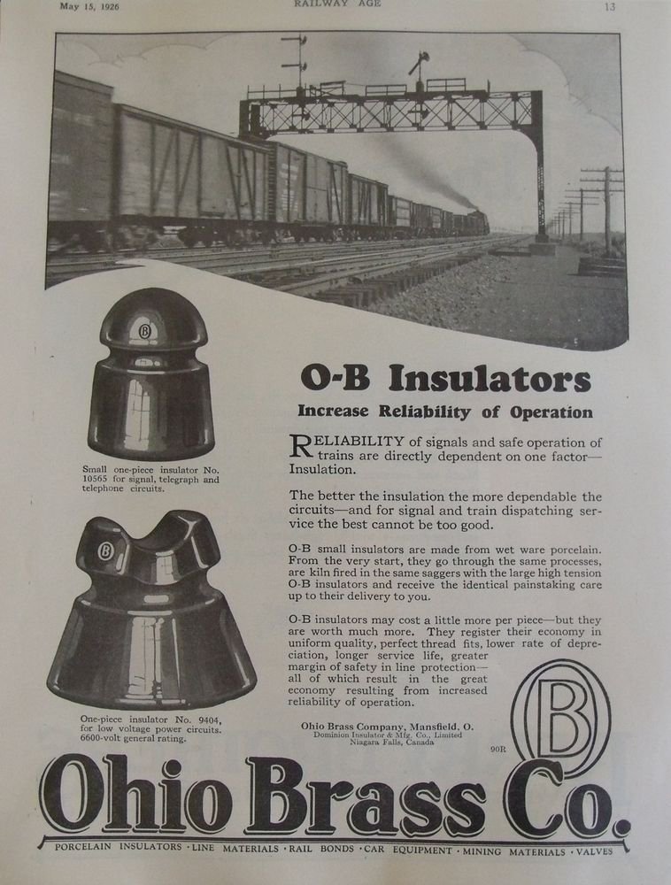 1920s Ohio Brass Company O-B Insulators ad