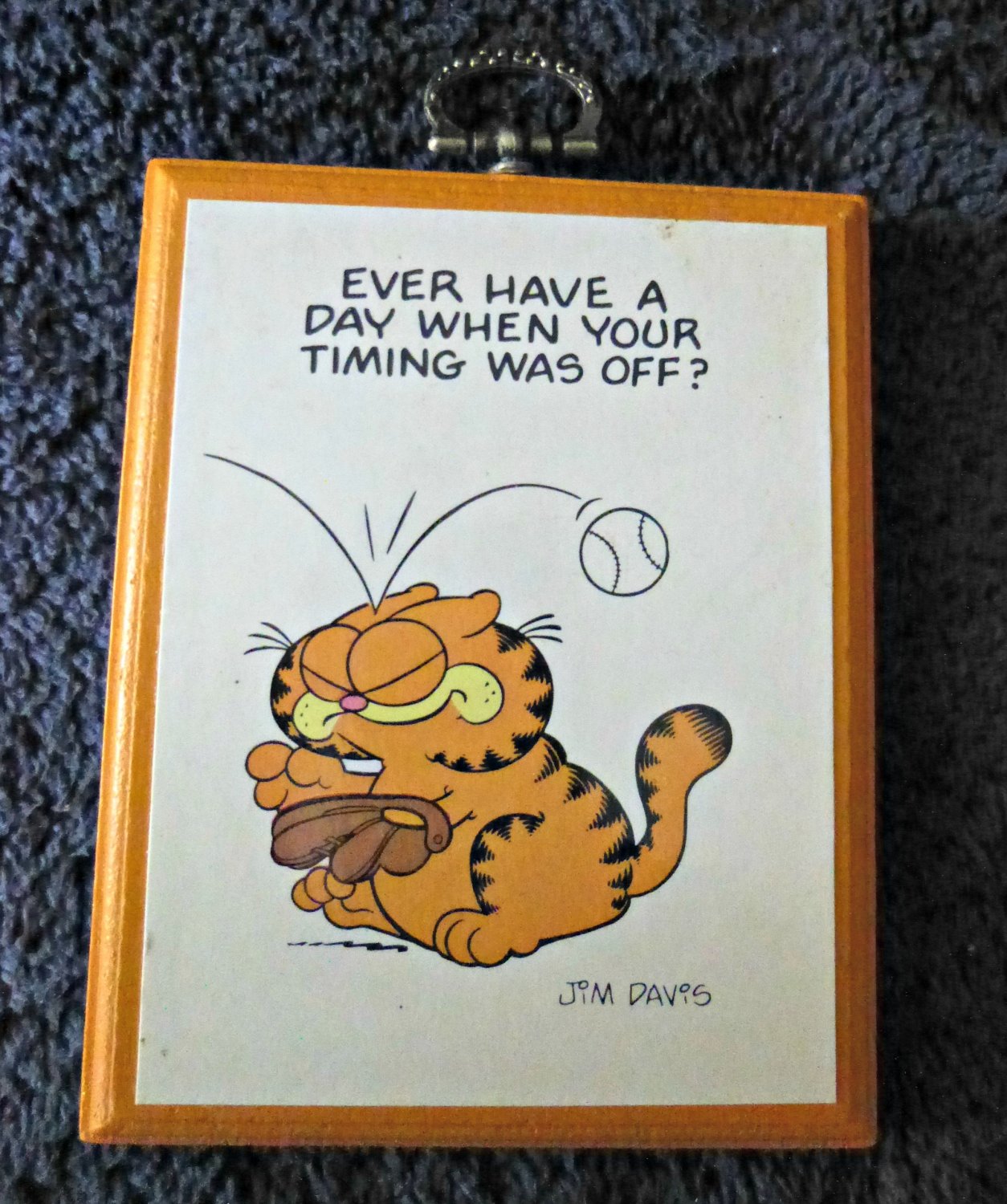 VIntage Enesco Jim Davis Garfield Cat Wall Decor Hanging Wood Plaque 1983