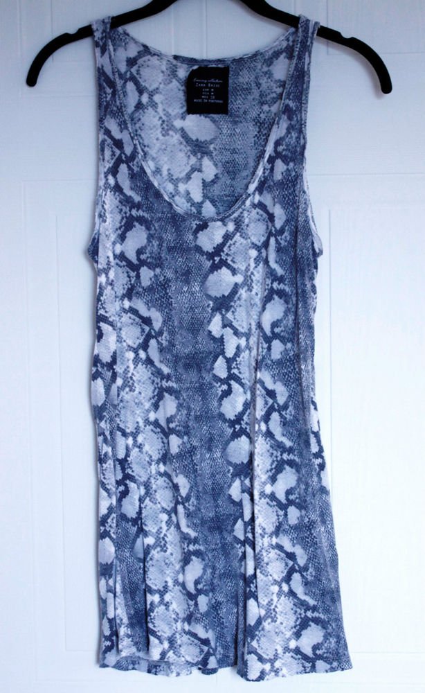 ZARA BASIC Python Animal Print Grey Blue White Tank Top Shirt Viscose ...