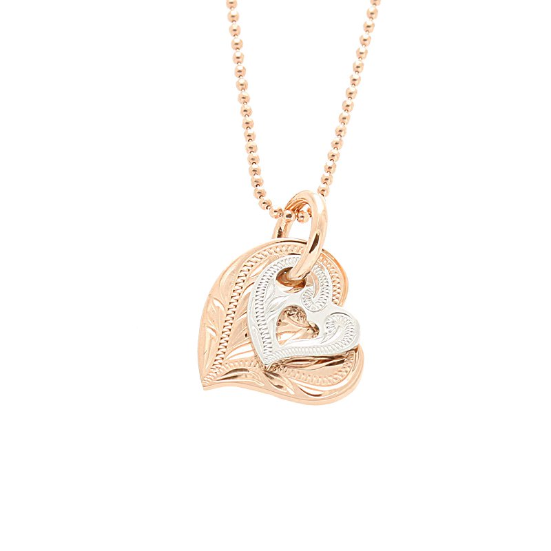 14KT Two Tone Double Scroll Heart Pendant GP1082