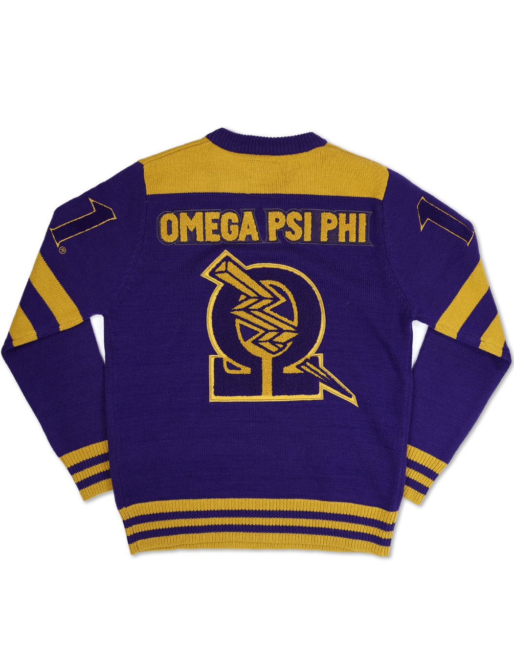 OMEGA PSI PHI FRATERNITY PURPLE WOOL V-NECK SWEATER