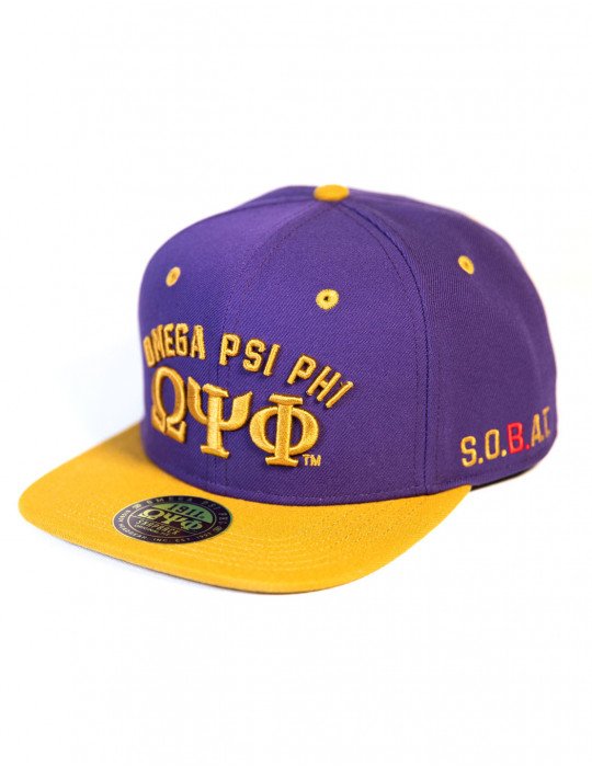 Omega Psi Phi Fraternity Purple Gold Snap Back baseball cap