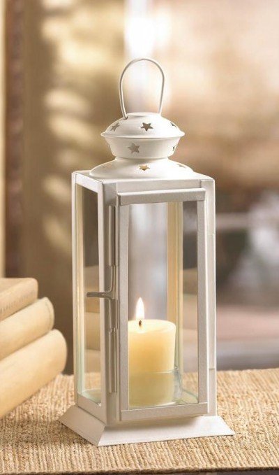 Starlight White Rectangular Candle Lantern