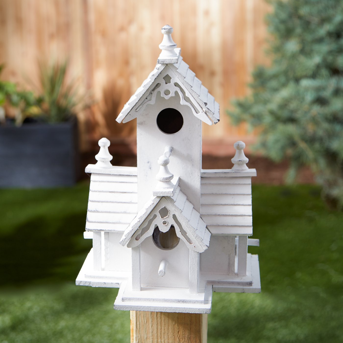 White Distressed Finish Victorian Birdhouse