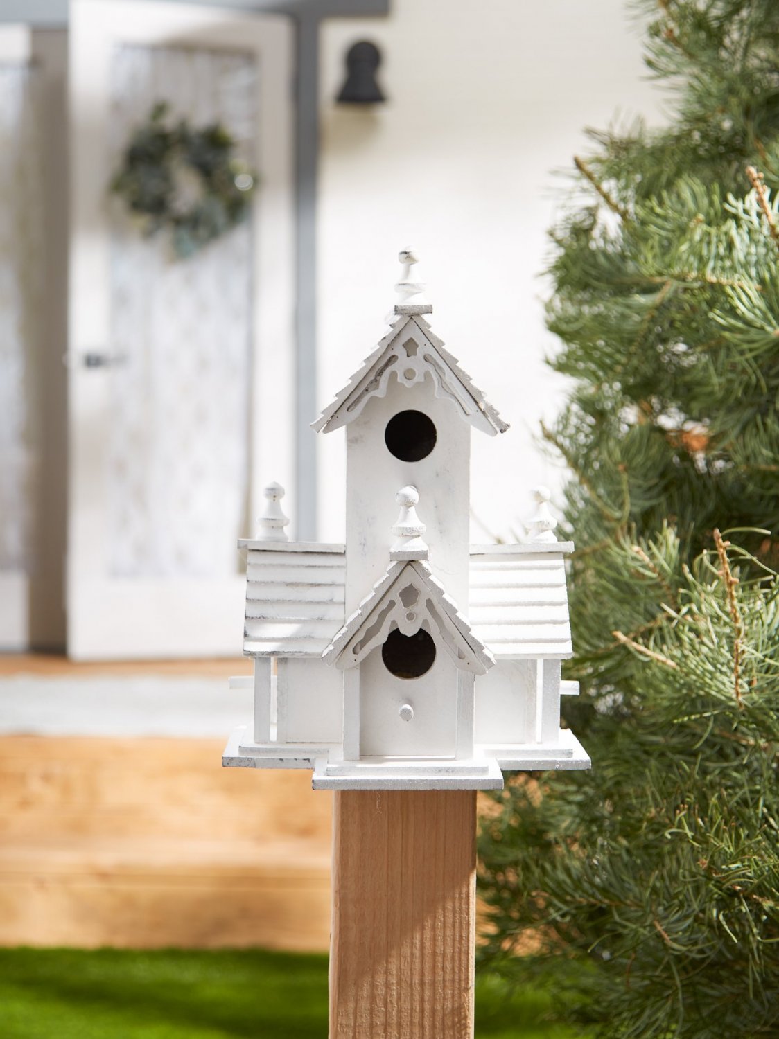 White Distressed Finish Victorian Birdhouse