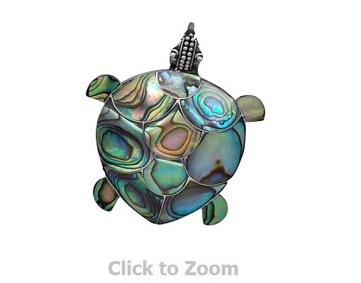 Sterling Silver Paua Shell Turtle Pin/Pendant Jewelry 4404