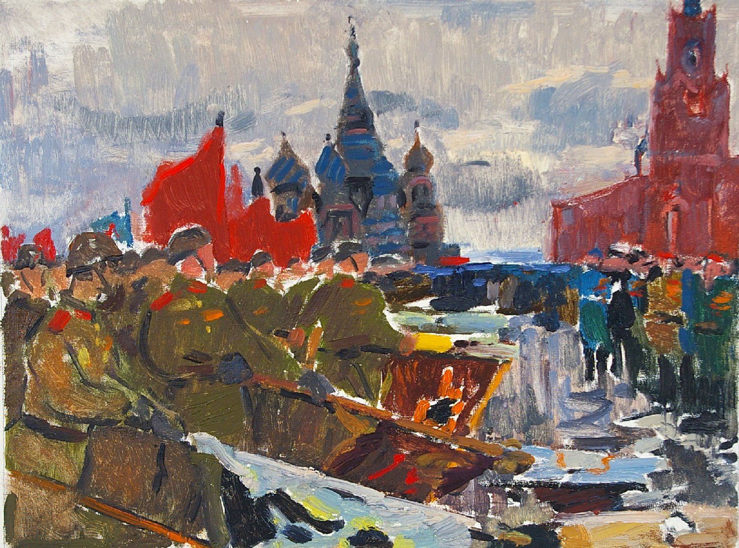 Oil Painting Handmade Vintage Soviet Socialist Realist propaganda USSR