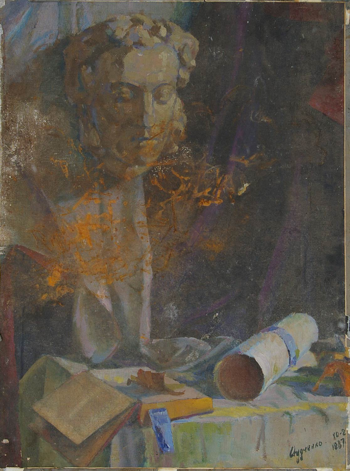 Oil Painting Handmade Vintage Soviet Socialist Realist propaganda USSR