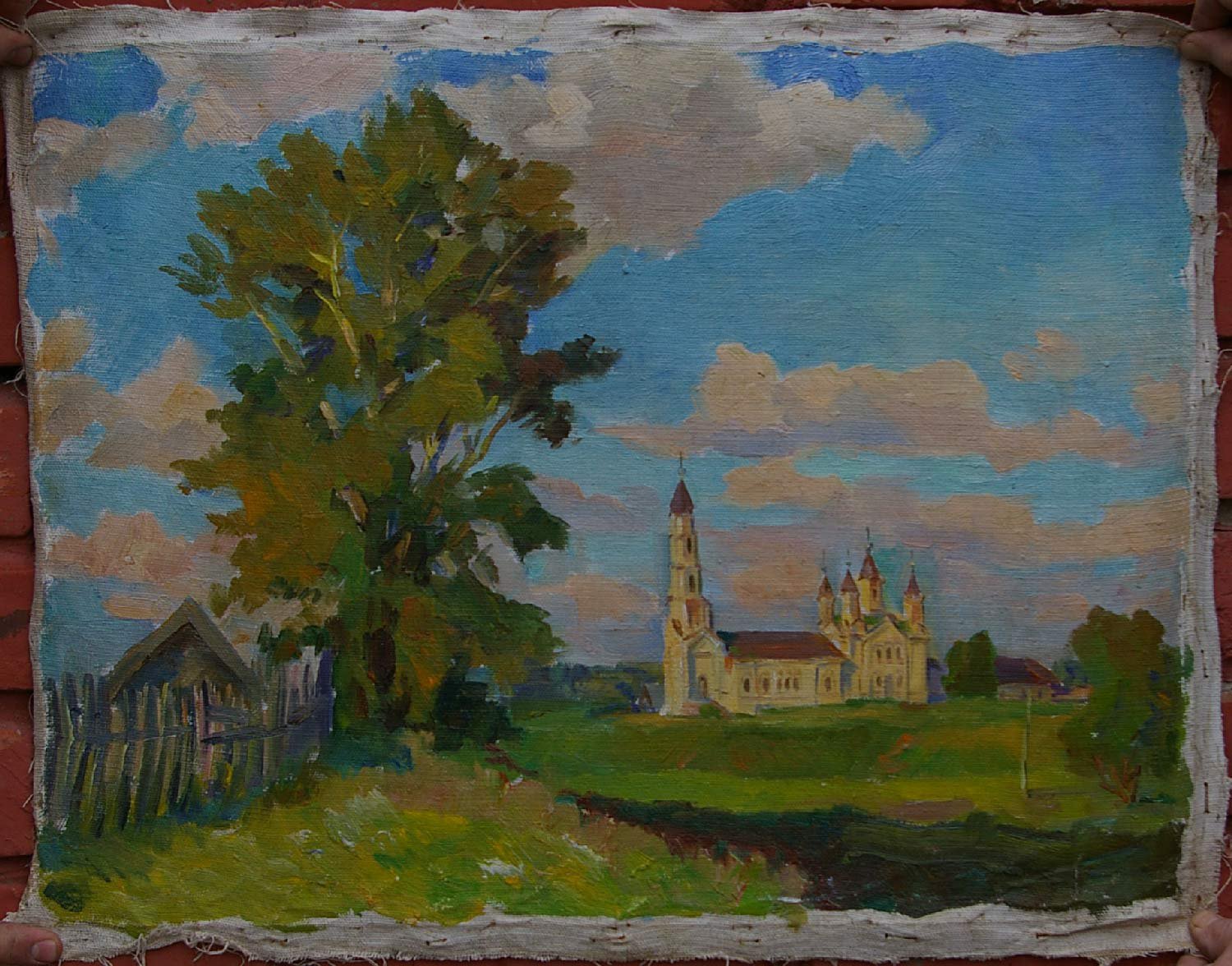 Oil Painting Handmade Vintage Soviet Socialist Realist propaganda USSR
