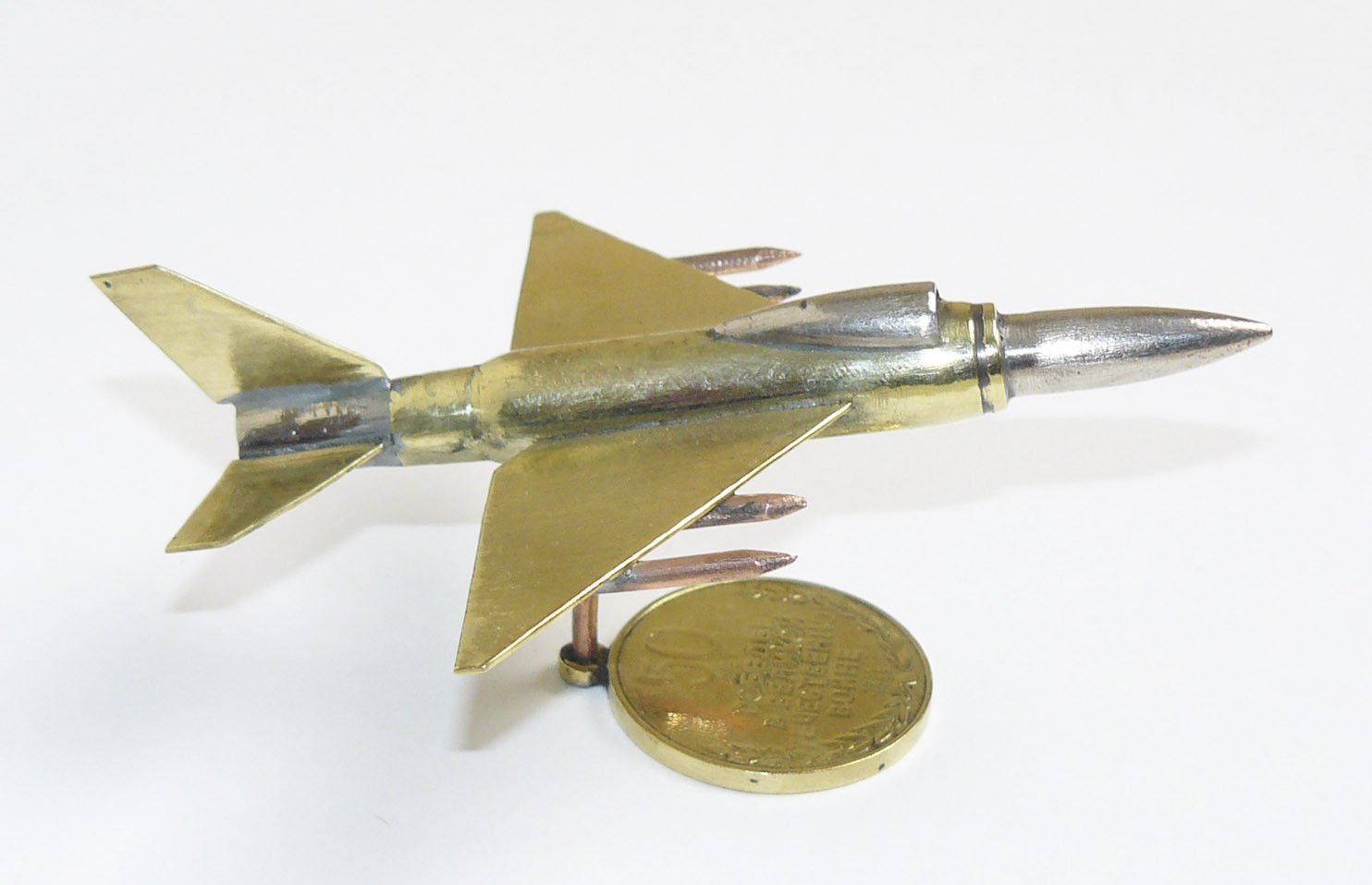Trench Art Soviet Jet Fighter MIG - 21 Model Made from WW2 Shells ...