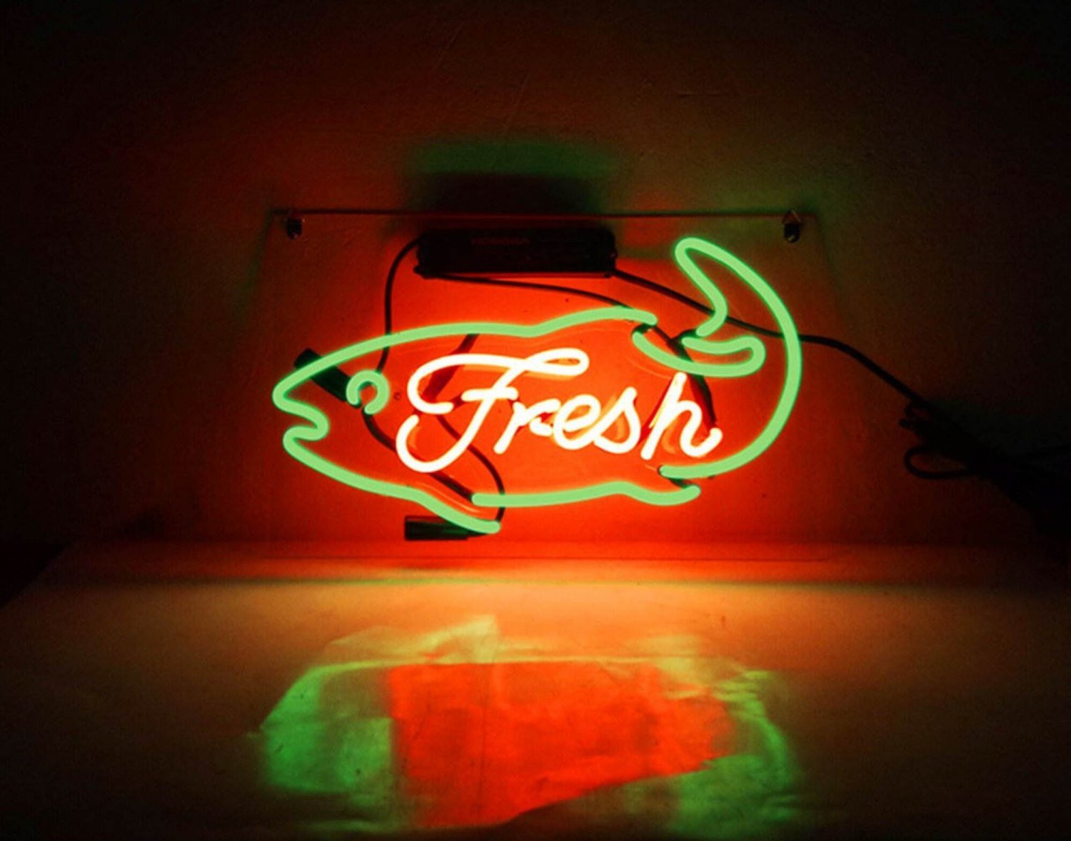 Handmade 'Fresh' Fresh Clam Seafood Lobster Business Banner Art Light ...