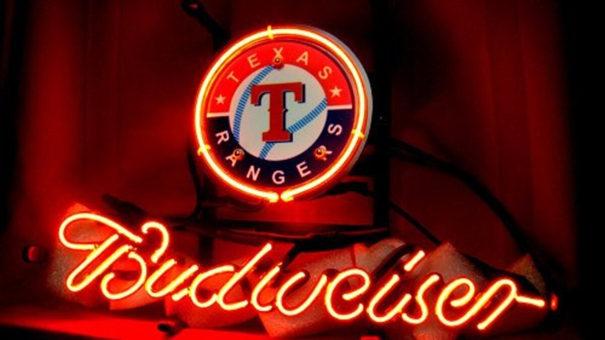 Brand New BUDWEISER BEER Brewery Texas Rangers Beer Bar Neon Light Sign ...
