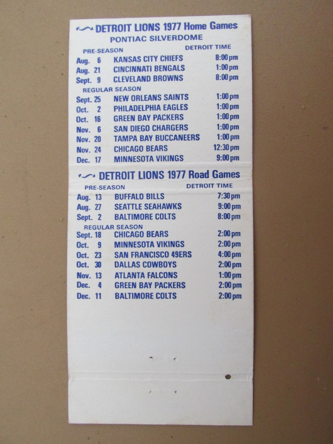 Detroit Lions Pontiac Silverdome 1980 Football 30 Strike Sports ...