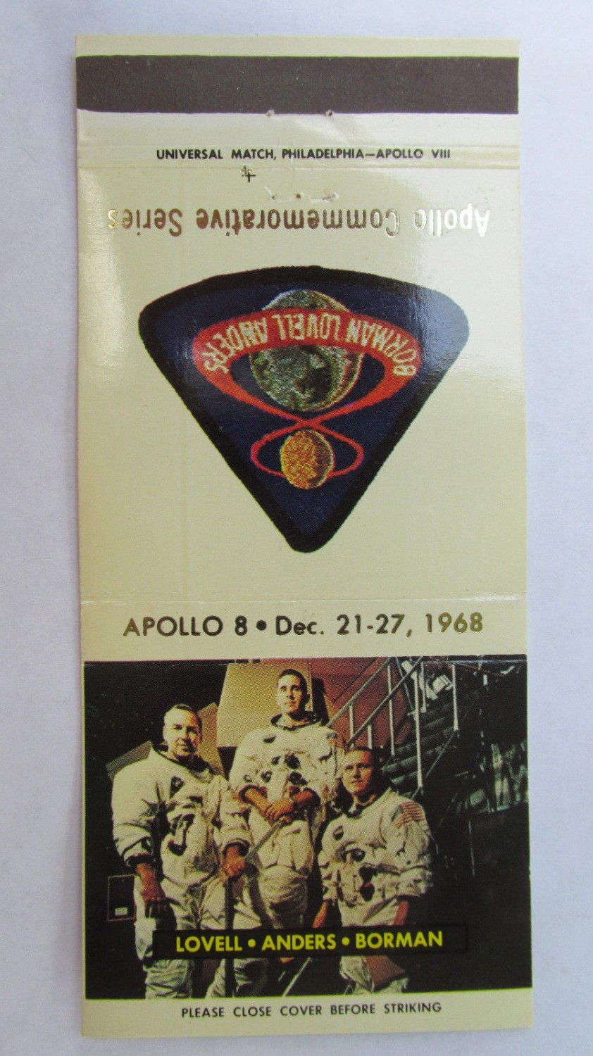 Apollo 8 Commemorative Series 30 Strike Matchbook Cover Space ...