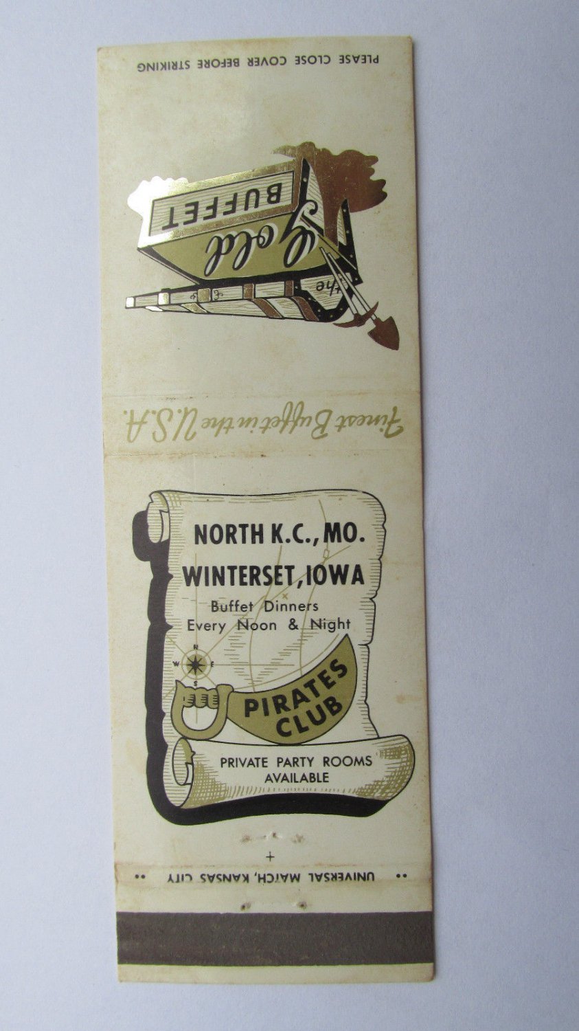 Gold Buffet - Winterset, Iowa Restaurant 20 Strike Matchbook Cover KC ...