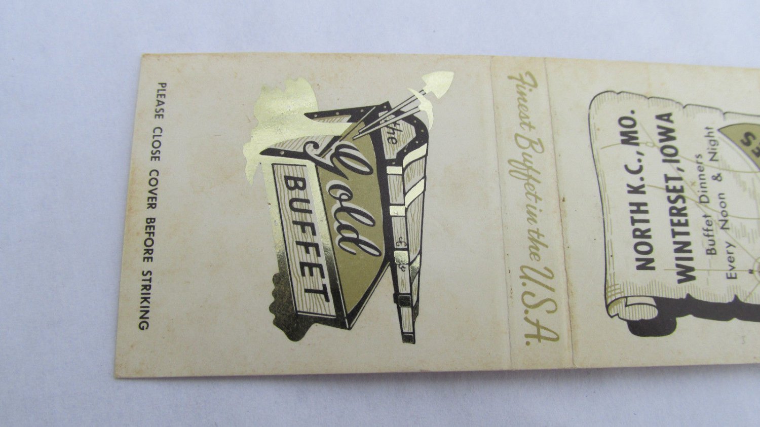 Gold Buffet - Winterset, Iowa Restaurant 20 Strike Matchbook Cover KC ...