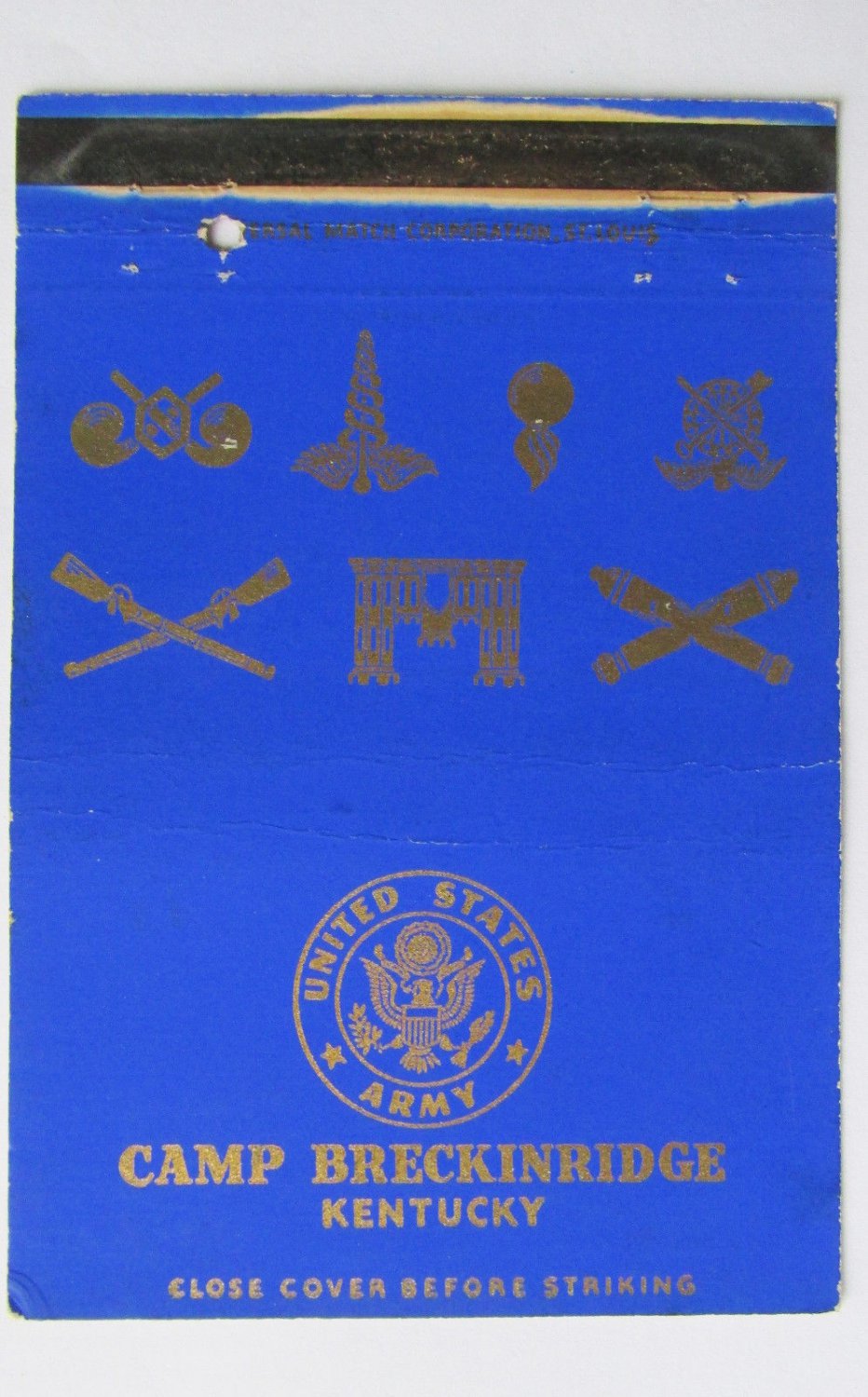 Camp Breckinridge Kentucky US Army 40 Strike Military Matchbook Cover ...