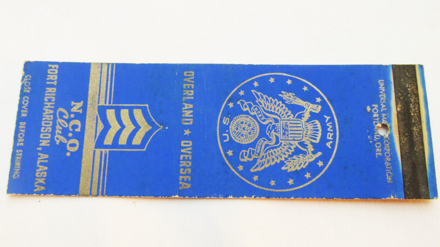 Fort Richardson Alaska US Army 20 Strike Military Matchbook Match Cover ...