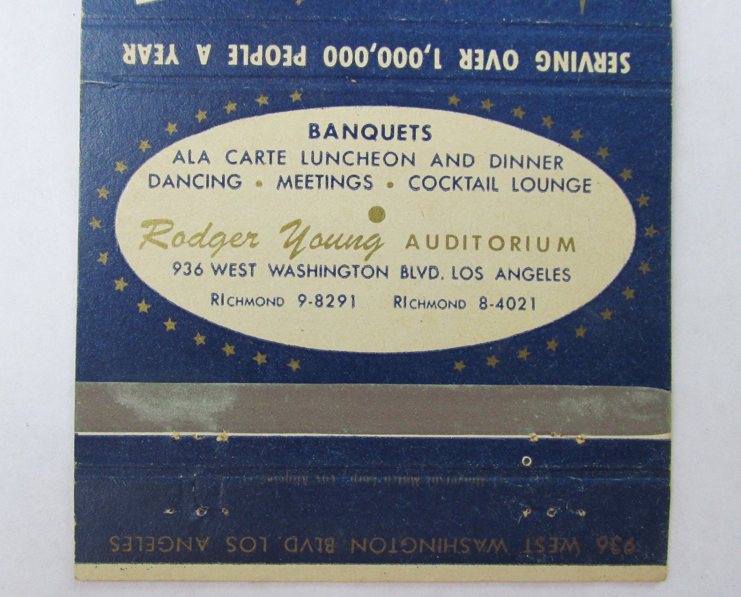 Rodger Young Auditorium - Los Angeles , California 40 Strike Matchbook ...