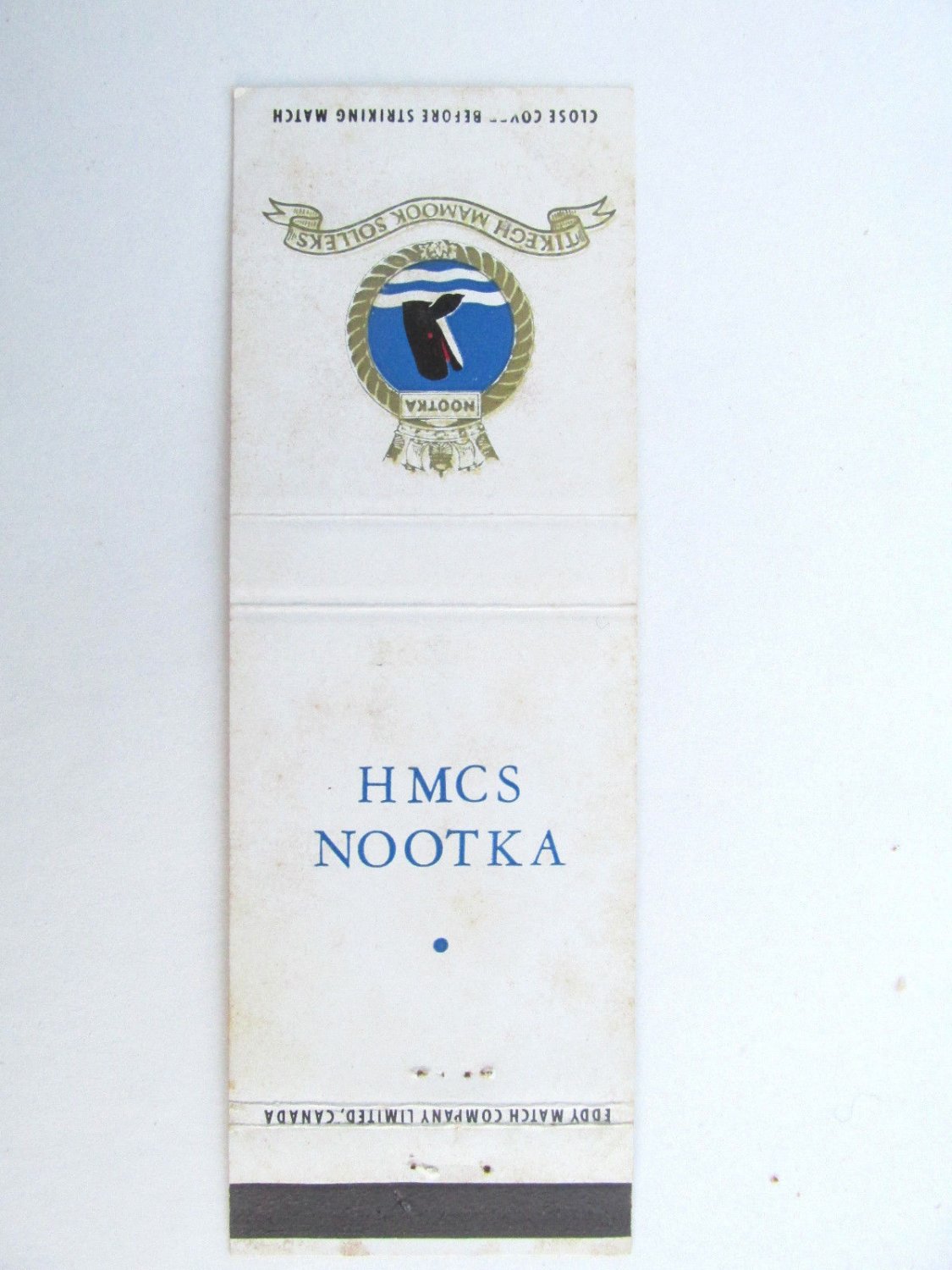 HMCS Nootka - Canadian Navy Ship 20 Strike Military Matchbook Cover ...