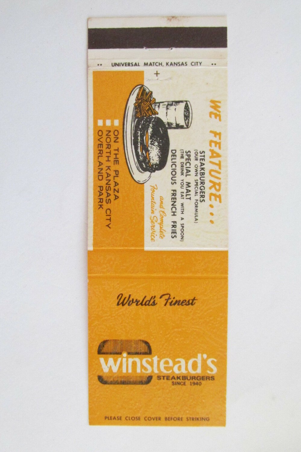 Winstead's Steakburgers - Missouri Restaurant 20 Strike Matchbook Cover ...